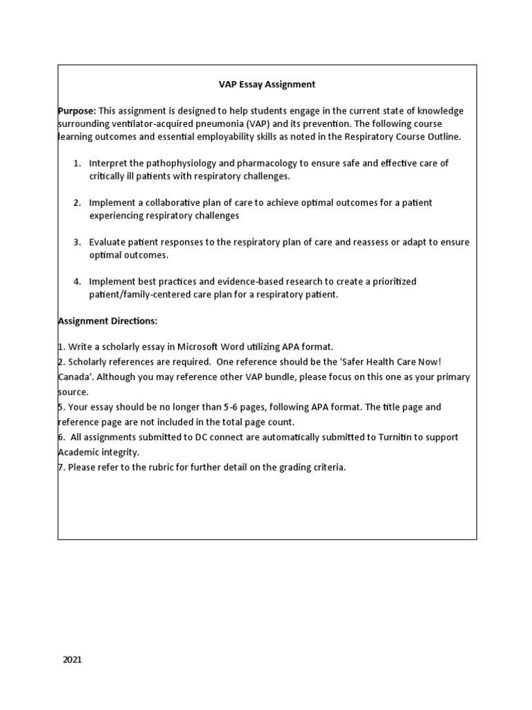 VAP EssayRubric | PDF | Essays | Evidence Based Medicine
