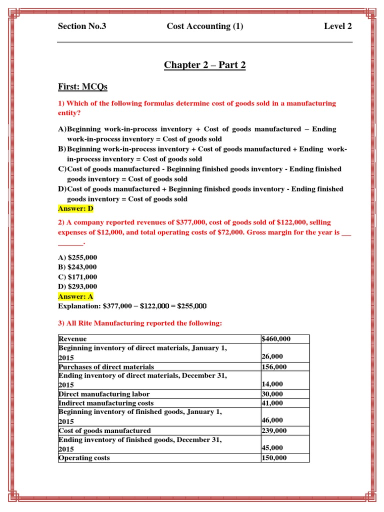 Chapter 2 Part 2 | Download Free PDF | Cost Of Goods Sold | Inventory