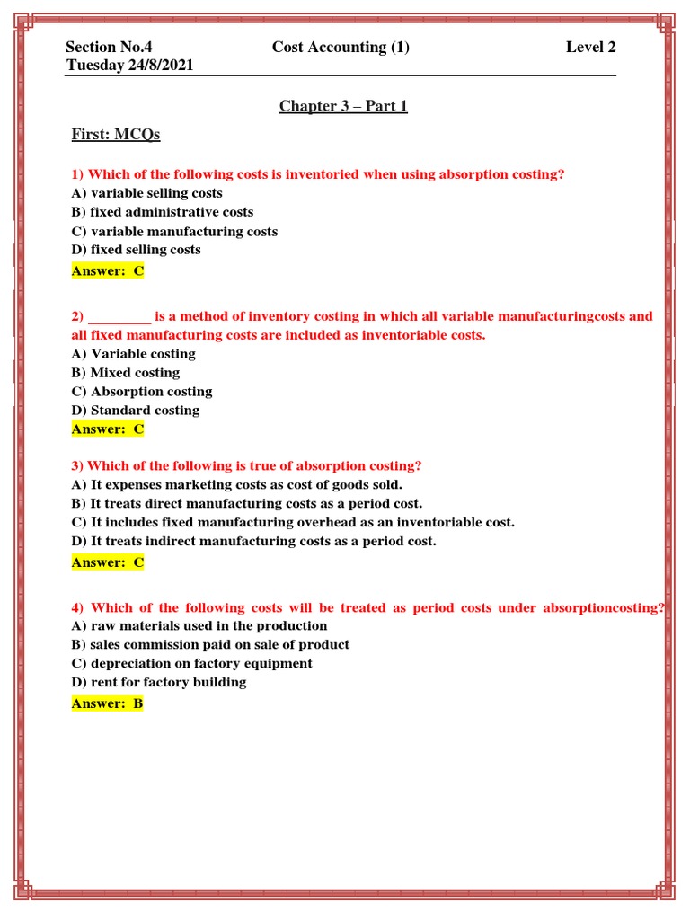Chapter 3 Part 1 | PDF | Cost Accounting | Cost Of Goods Sold