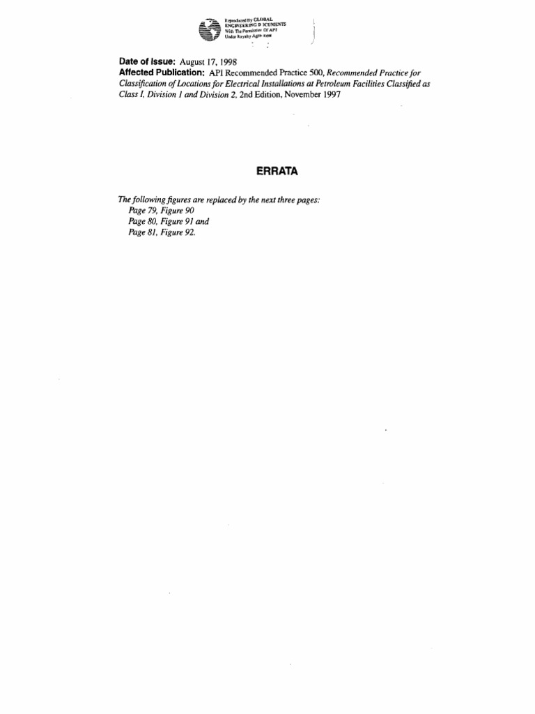 API RP 500 (Errata) | PDF