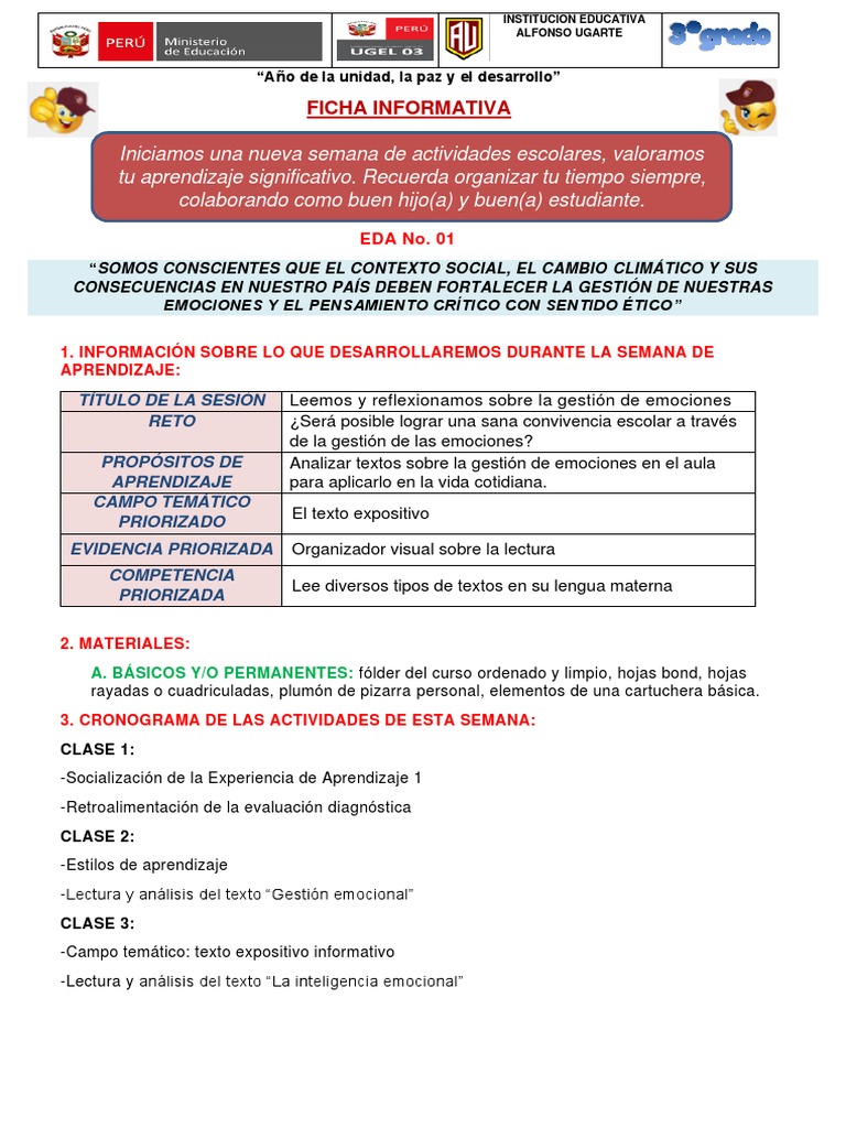 FICHA INFORMATIVA - Semana 4 | PDF | Inteligencia emocional | Las emociones