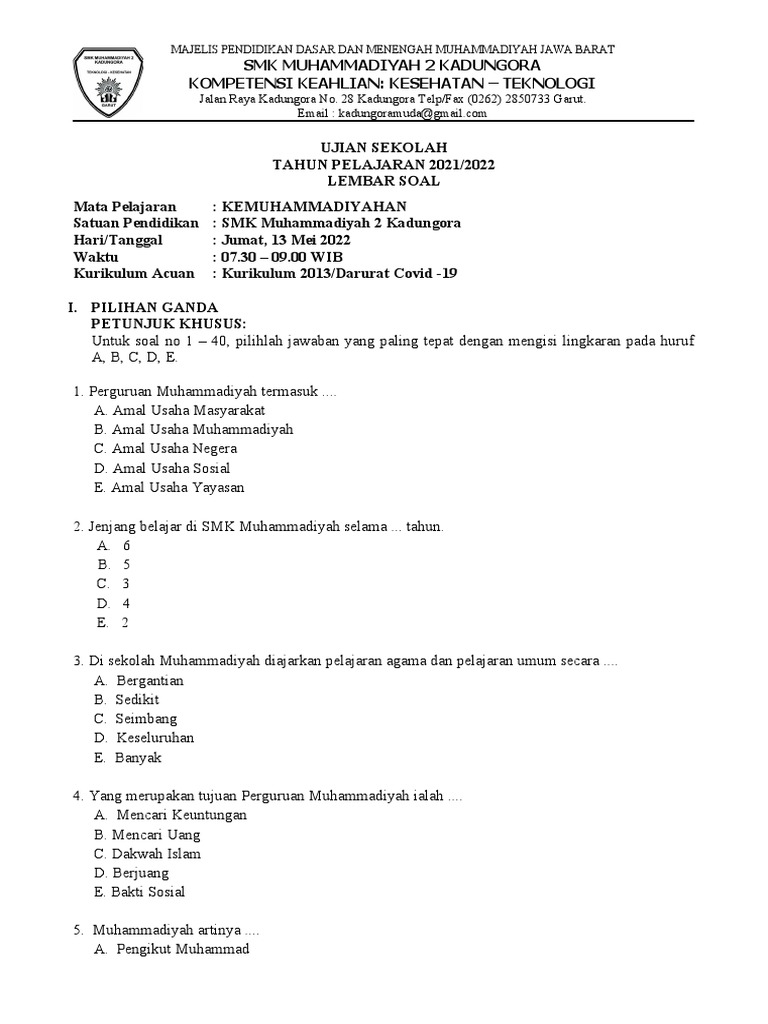 KEMUH SOAL US 2021-2022 | PDF