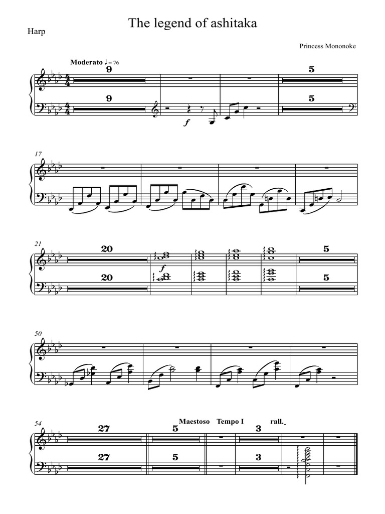 The Legend of Ashitaka - Harp | PDF