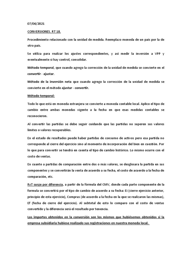 Conversion de Estados Contables | PDF | Contabilidad | Valor neto