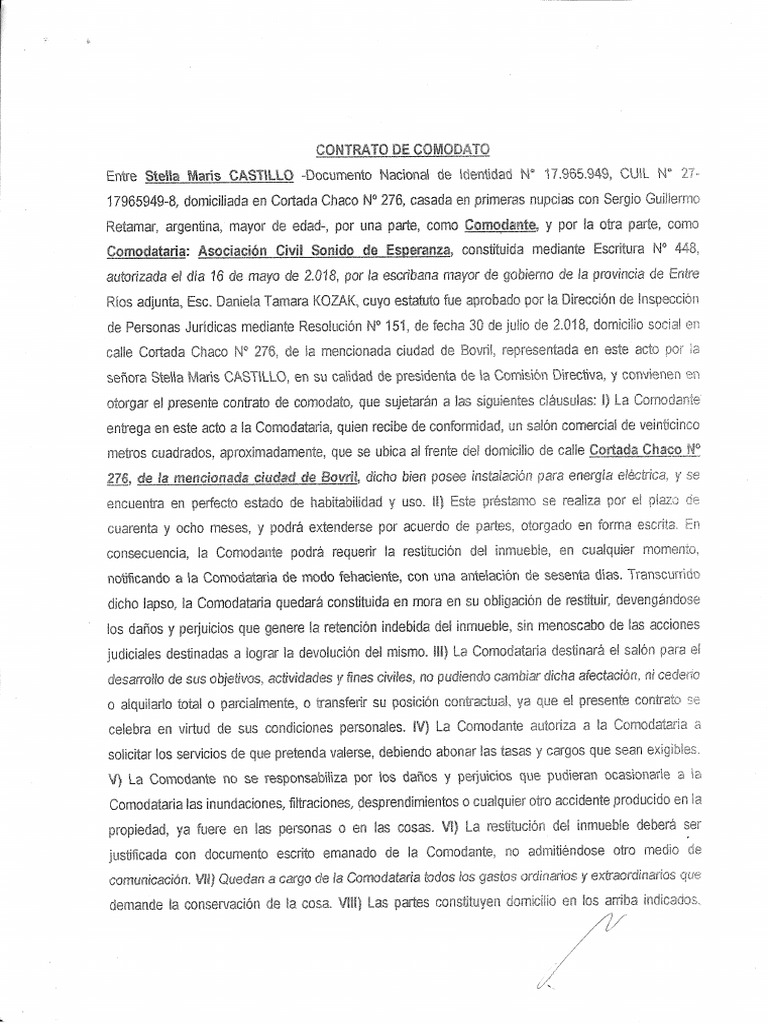 Contrato de Comodato | PDF