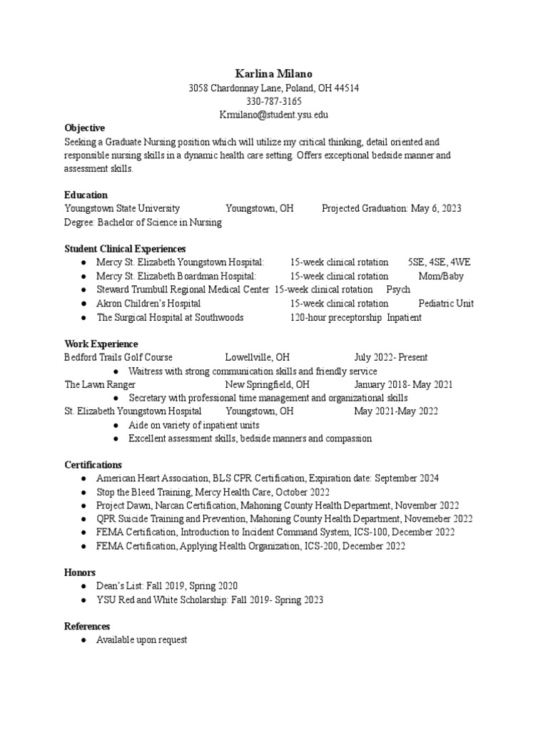 Karlina Milano: Objective | PDF