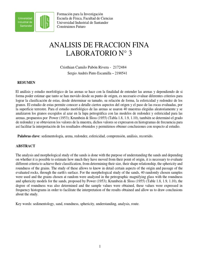 Laboratorio 3 | PDF | Arena | Ciencias de la Tierra