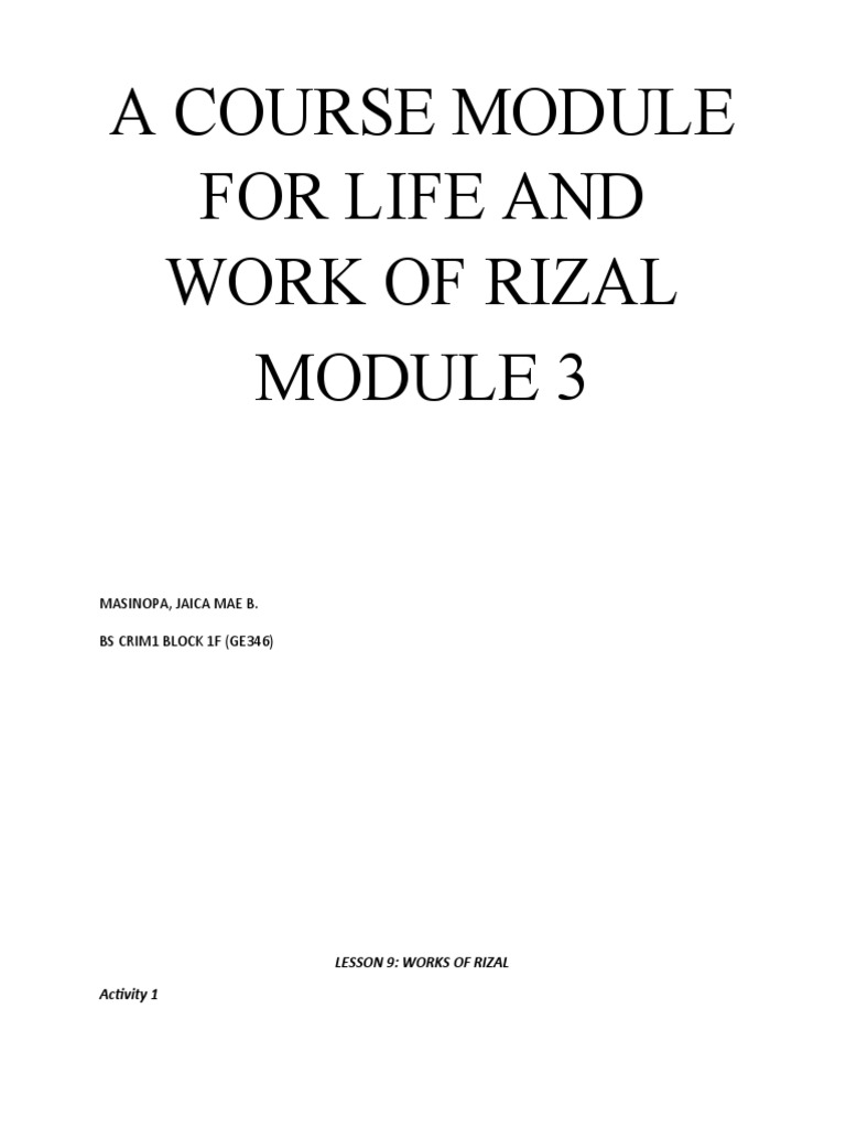 A Course Module For Life and Work of Rizal | PDF | Philippines | Science