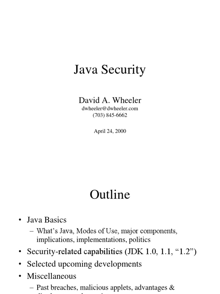 Java Security: David A. Wheeler | PDF | Java Virtual Machine | Java ...