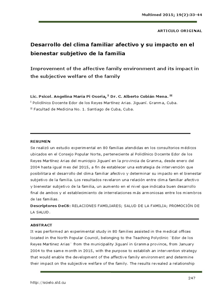 Mejorando el clima familiar: un estudio sobre el impacto en el ...