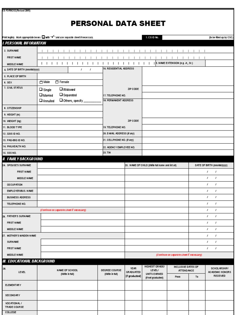 PDS Form Latest | PDF