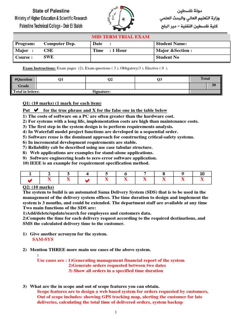 Swe Mid Term - Example | PDF | Use Case | Software