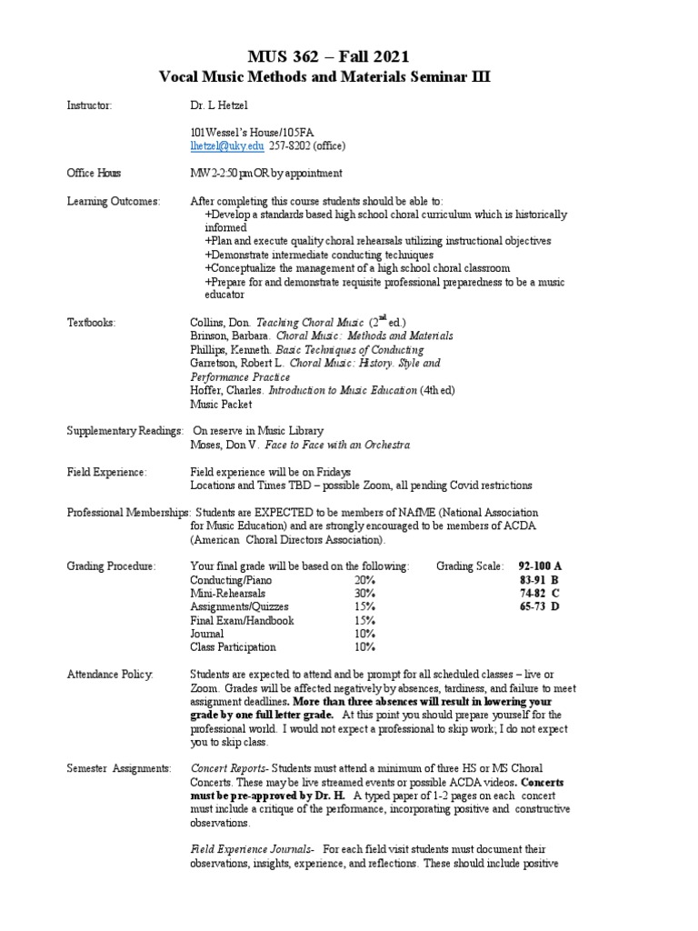 MUS 362 - Fall 2021: Vocal Music Methods and Materials Seminar III ...