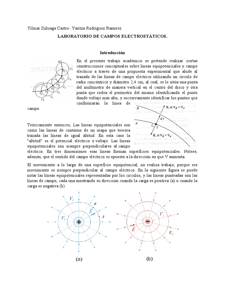 Laboratorio Campos Electrostáticos | PDF | Electricidad | voltaje