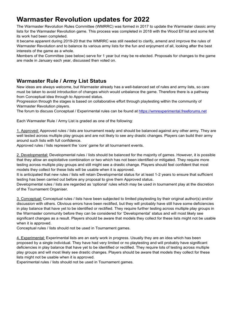 Warmaster Revolution 2022 Updates | PDF | Siege | Infantry