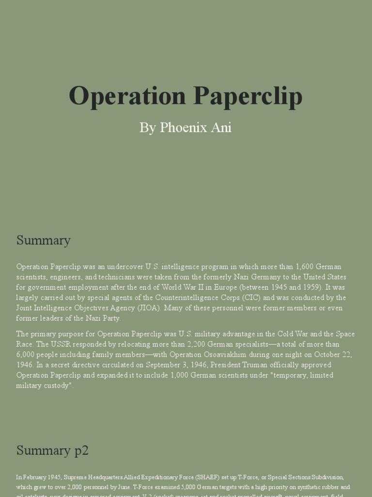 Operation Paperclip | PDF | Intelligence Agencies | Military Science