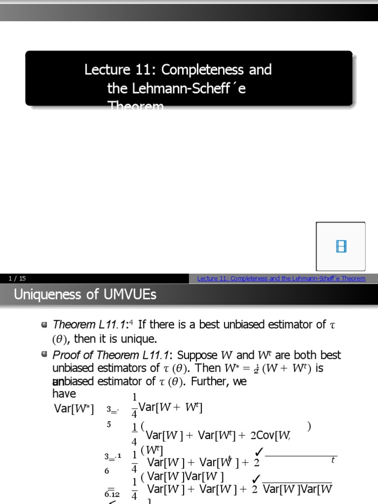 Lehmann-Scheffe Theorem | PDF | Estimator | Statistics