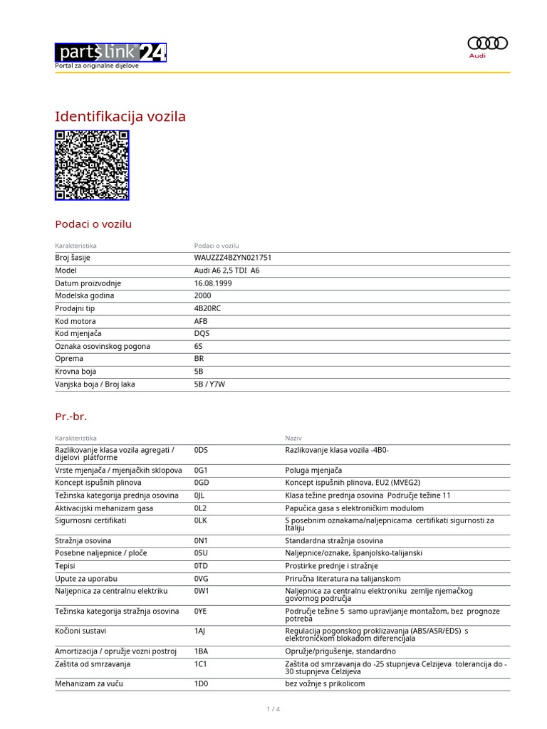 Identifikacija Vozila: Podaci o Vozilu | PDF