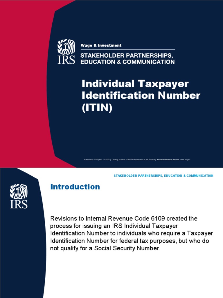 Individual Taxpayer Identification Number (ITIN) | PDF | Identity ...