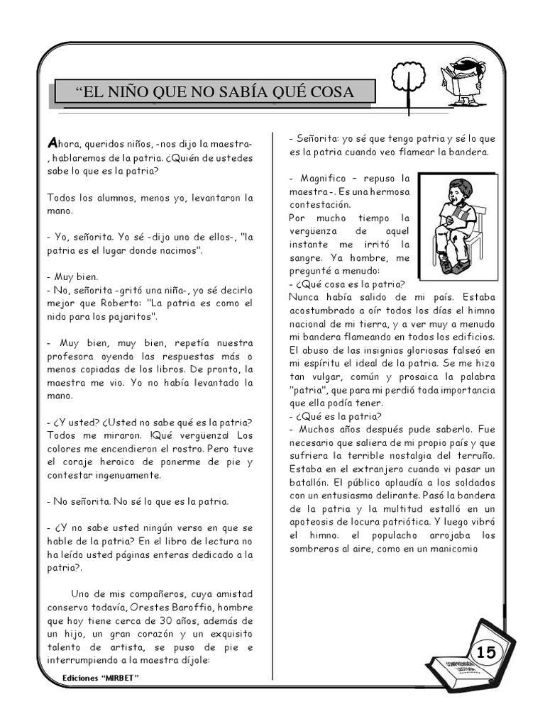 4 Comprensión Lectora - El Niño Que No Sabía Que Cosa | PDF