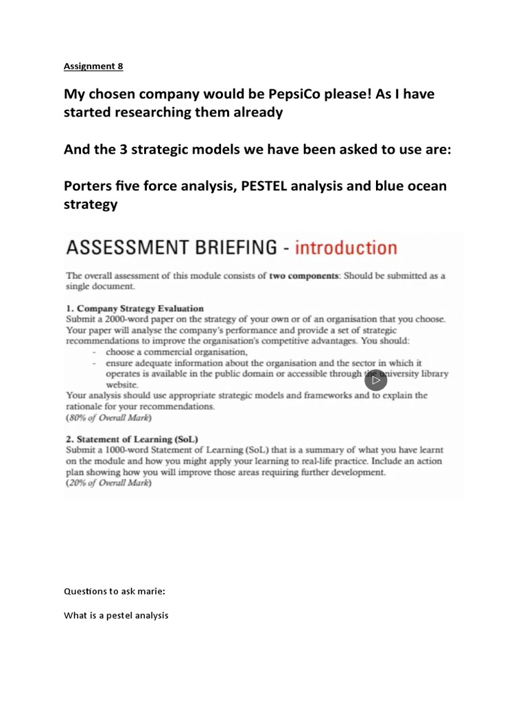 An Analysis of PepsiCo's External Environment Using Multiple Strategic ...