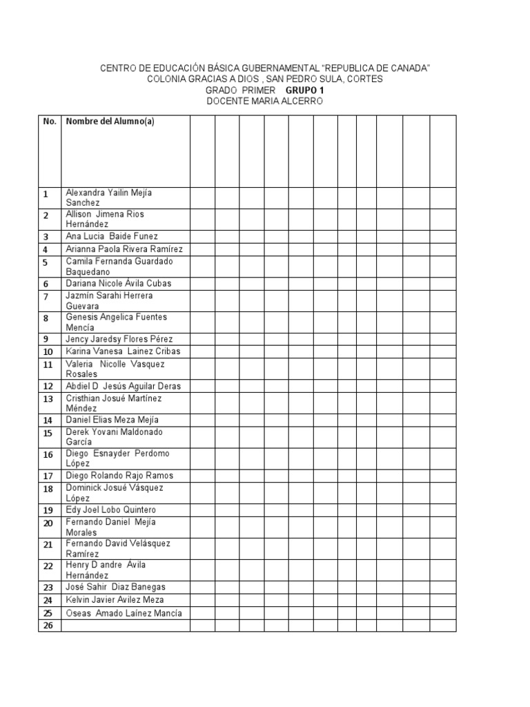 LISTADOS DE ALUMNOS PRIMER GRADO | PDF