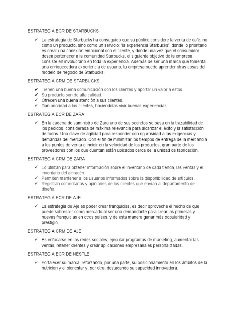 Estrategia Ecr y CRM | PDF | Gestión de la relación con el cliente ...