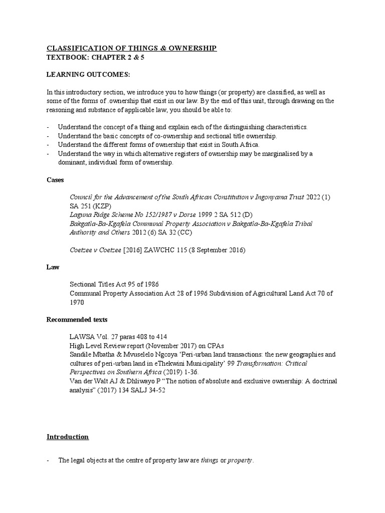 Classification of Property Ownership in SA | PDF | Property | Ownership