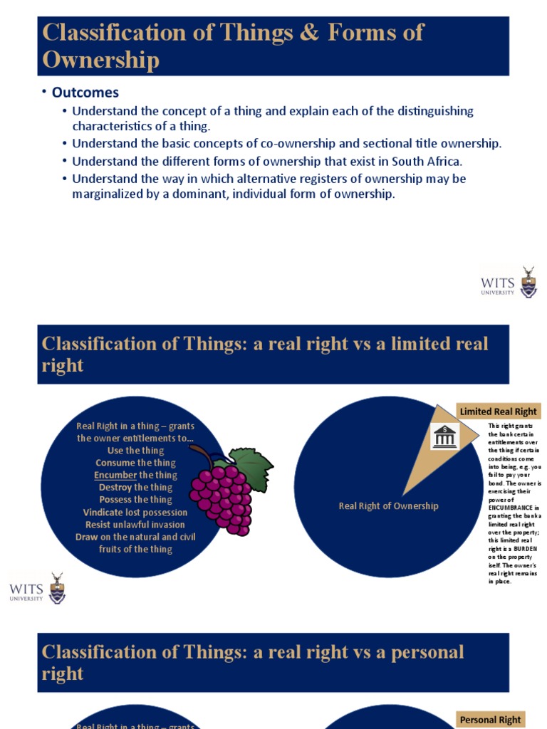 Topic 1 - Classification of Things | PDF | Ownership | Concurrent Estate