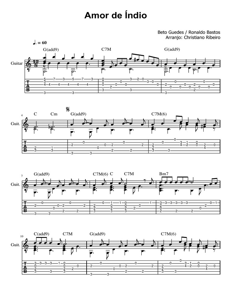 Guitar Sheet for "Amor de Índio" | PDF