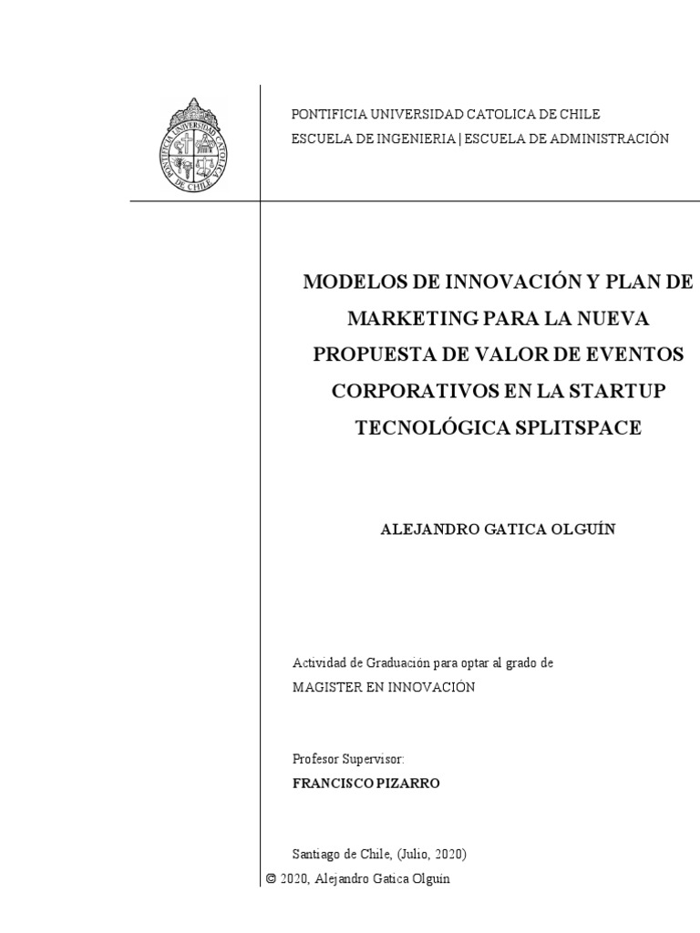 Tesis Alejandro Gatica 2020 - A | PDF | Marketing | Lean Startup