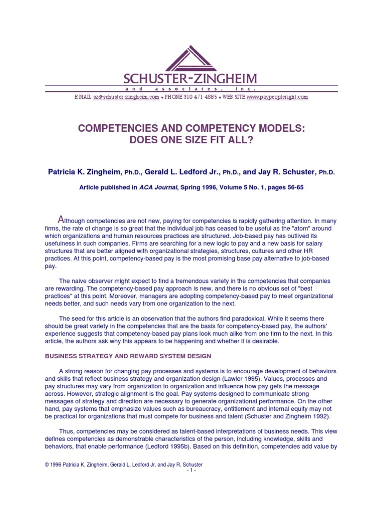 Competencies and Competency Models | PDF