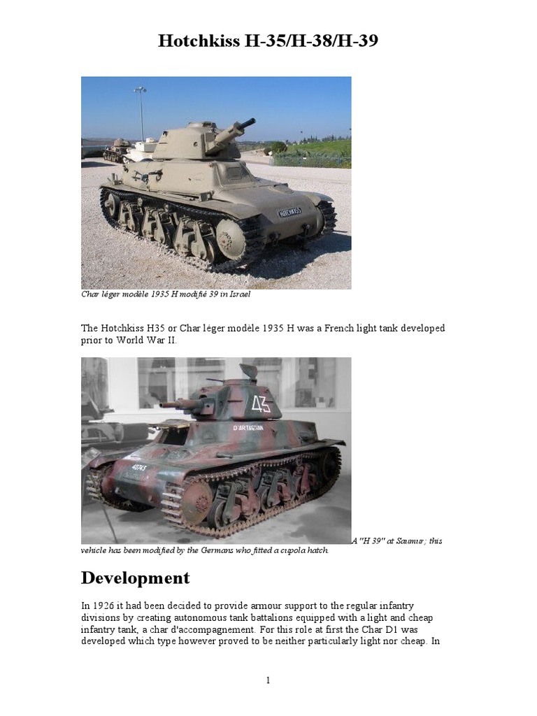 Hotchkiss H-35 | PDF | Tracked Armoured Fighting Vehicles | Warfare
