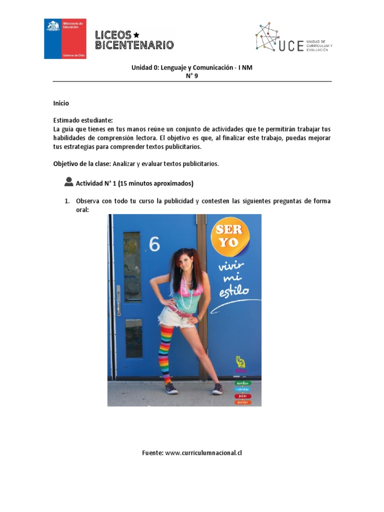 UNIDAD 0 - GUIA N°9 LyC | PDF | Publicidad | Póster