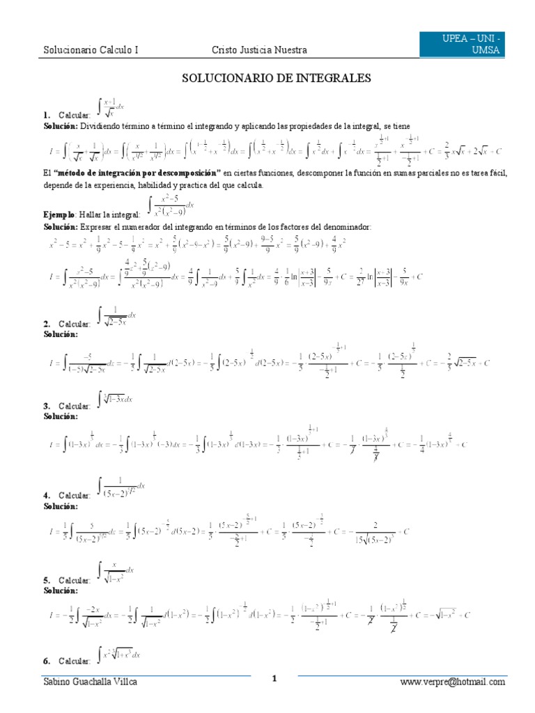 Solucionario de Integrales | PDF