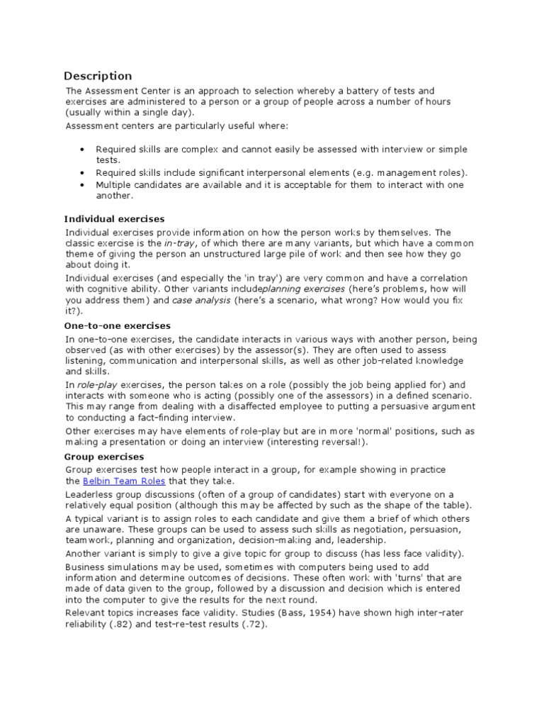 Assessment Center | PDF | Educational Assessment | Validity (Statistics)