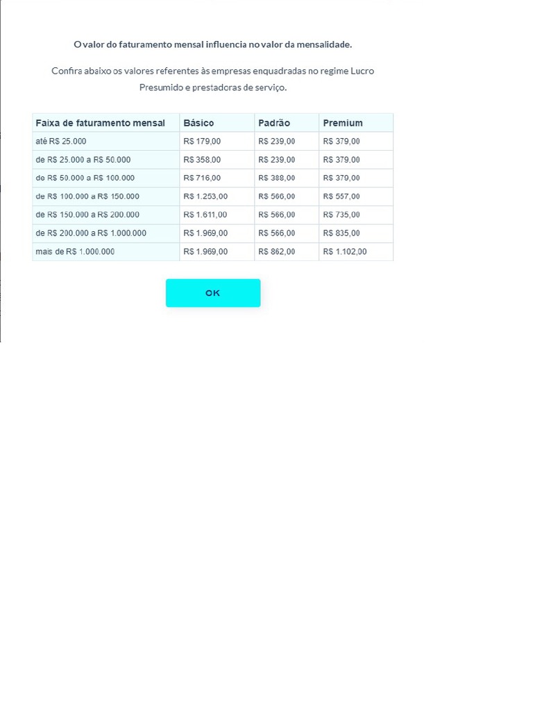 Tabela de Preços - Contabilizei | PDF