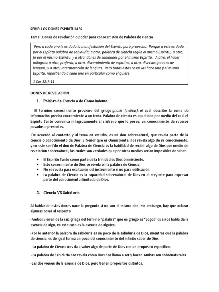Don de Ciencia | PDF | Dios | Pablo el apóstol