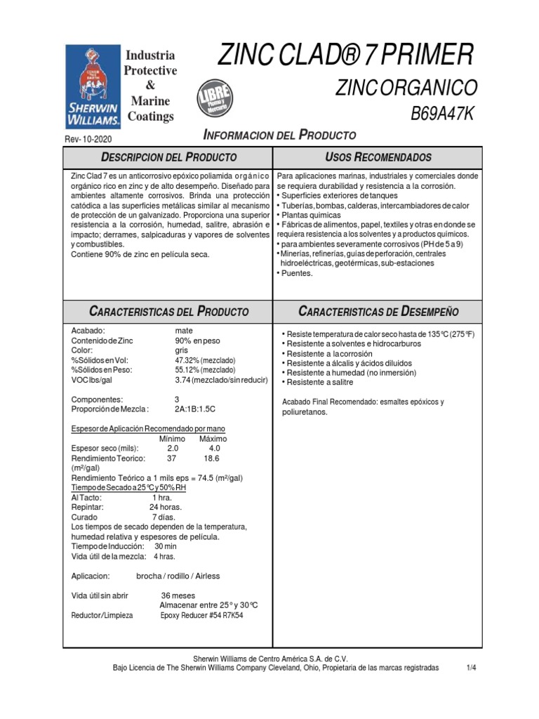 Zinc Clad® 7 Primer | PDF | Química | Materiales