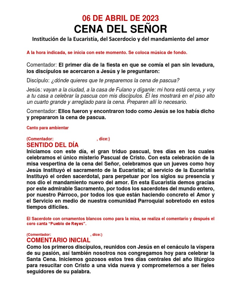 Cena del Señor: Eucaristía y Amor | PDF | eucaristía | Misa (liturgia)
