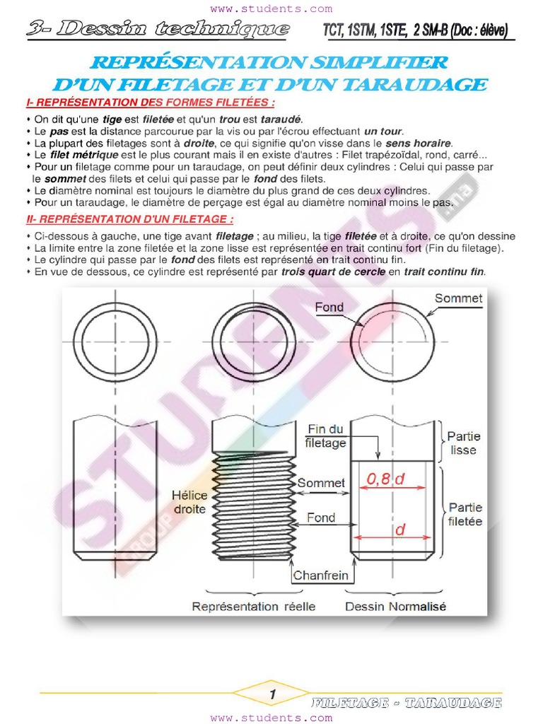 5 - Cours Complet Sur Le Dessin Technique (Filetage & Taraudage) | PDF