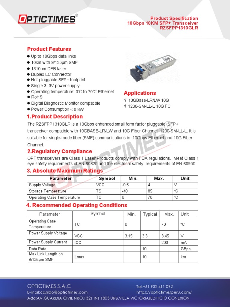 DataSheet OPTICTIMES | PDF | Electronics | Computer Engineering