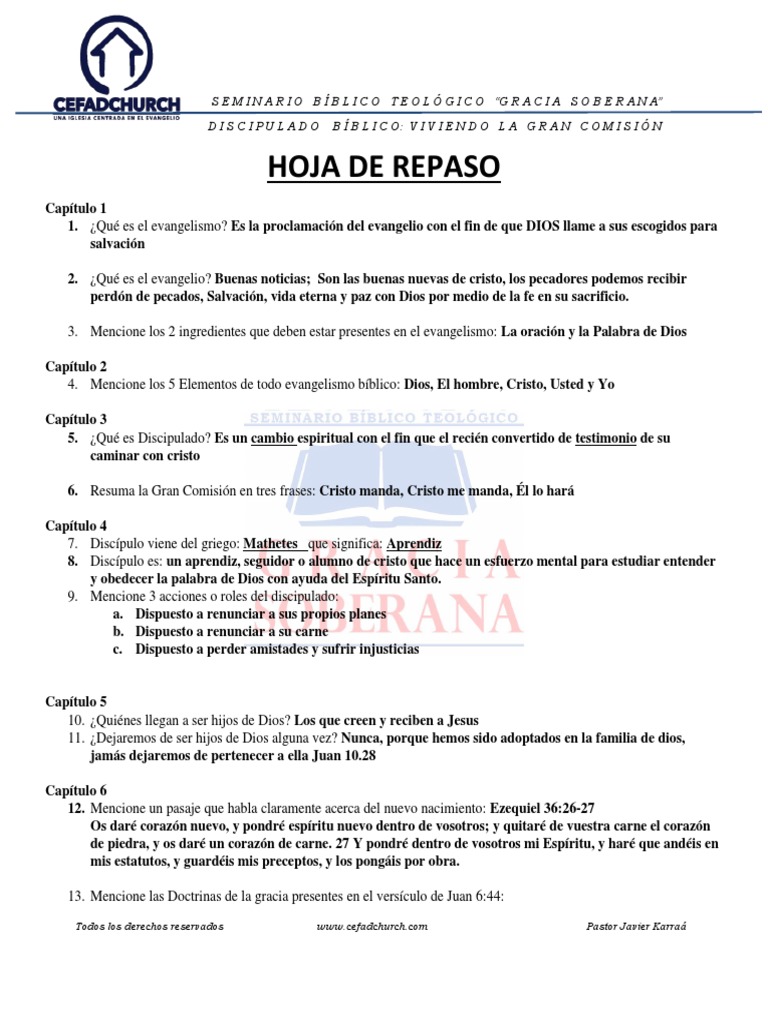 Hoja de Repaso La Gran Comision | PDF | Pecado | Jesús