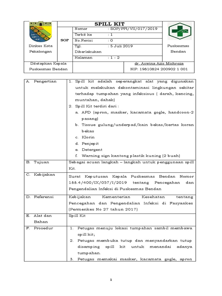 Pedoman Penggunaan Spill Kit | PDF