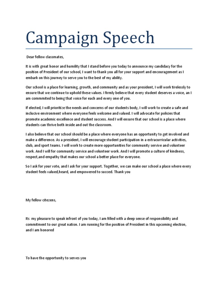 Campaign Speech | PDF