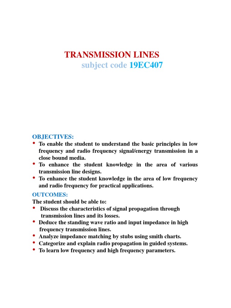 Presentation - UNIT-2 | PDF | Transmission Line | Electrical Impedance