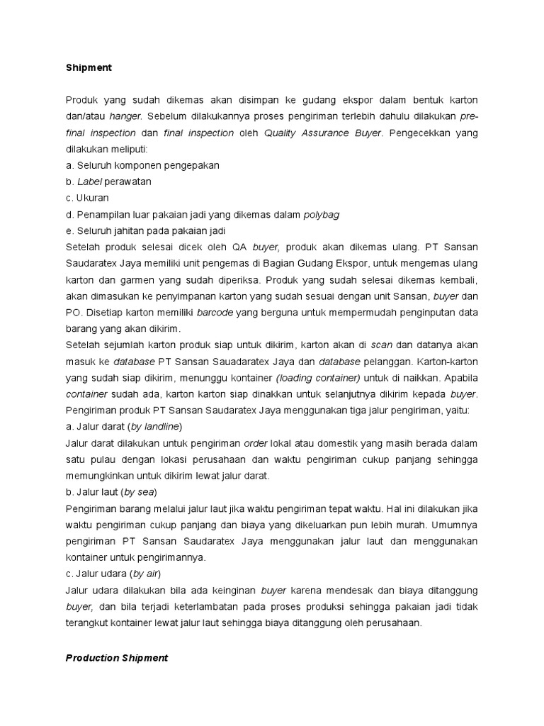 Proses Pengiriman Produk PT Sansan | PDF | Bisnis | Pengelolaan Keuangan & Uang