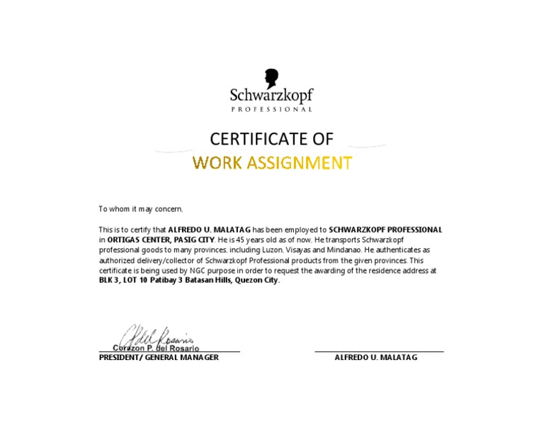 Certificate of Assignment | PDF