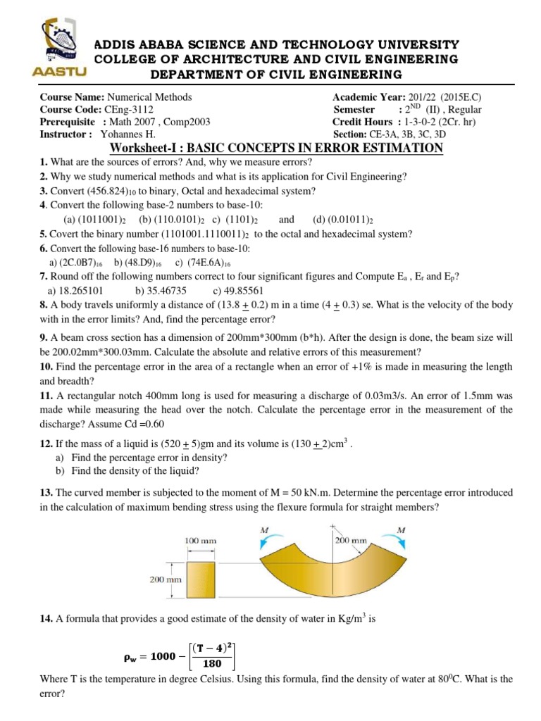 CH-1, Work Sheet | PDF | Bending | Density