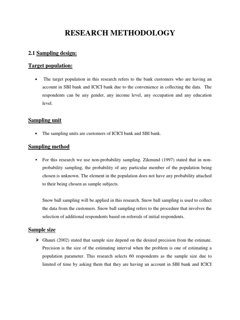 Research Methodology: 2.1 Sampling Design: Target Population | PDF ...